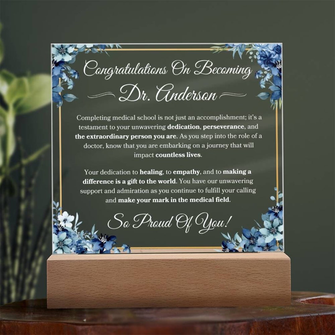 Medical School Graduation Personalized Plaque for New Doctor Graduation ...