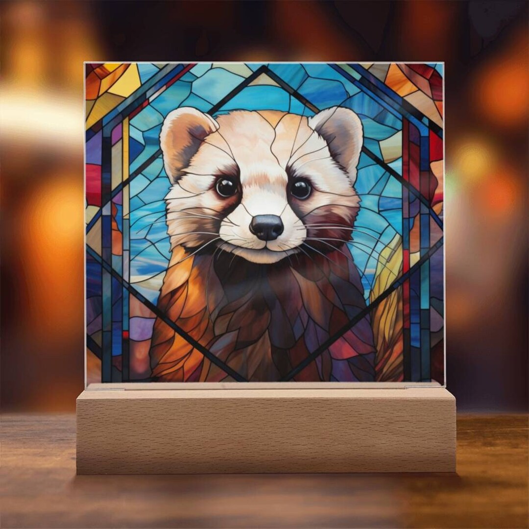 Ferret Faux Stained Glass Acrylic Plaque for Animal Lover Gift for ...