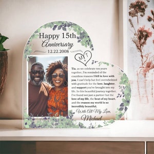 15th Anniversary Personalized Heart Plaque Gift for 15 Year Anniversary ...