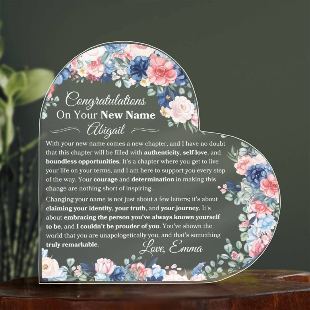 Transgender Name Change Personalized Plaque Gift for Transgender Gender ...