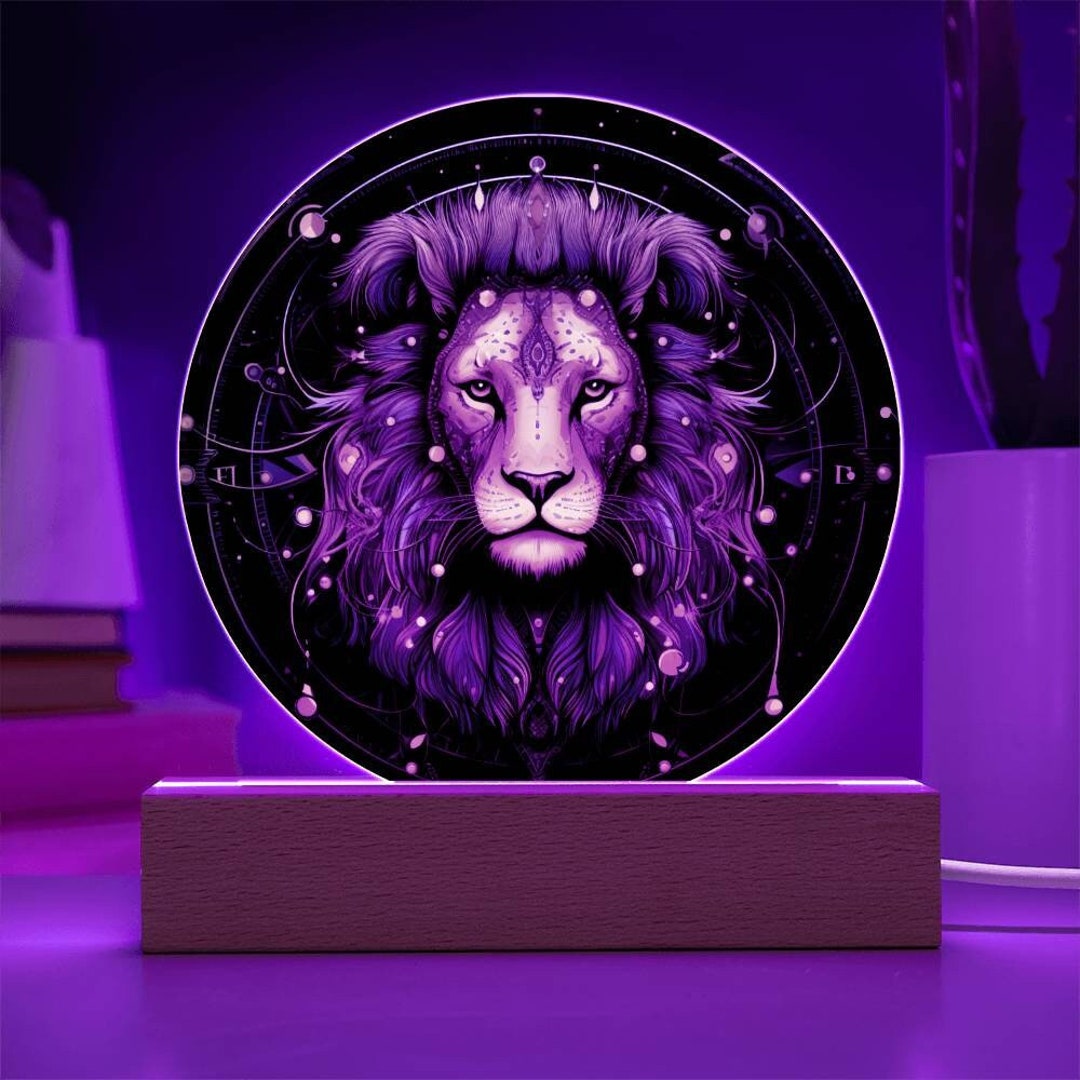 Leo Lion Zodiac Faux Stained Glass Acrylic Plaque Gift for July/august ...