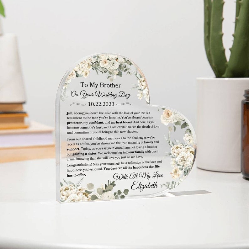 To My Brother on Your Wedding Day Personalized Plaque for Brother ...