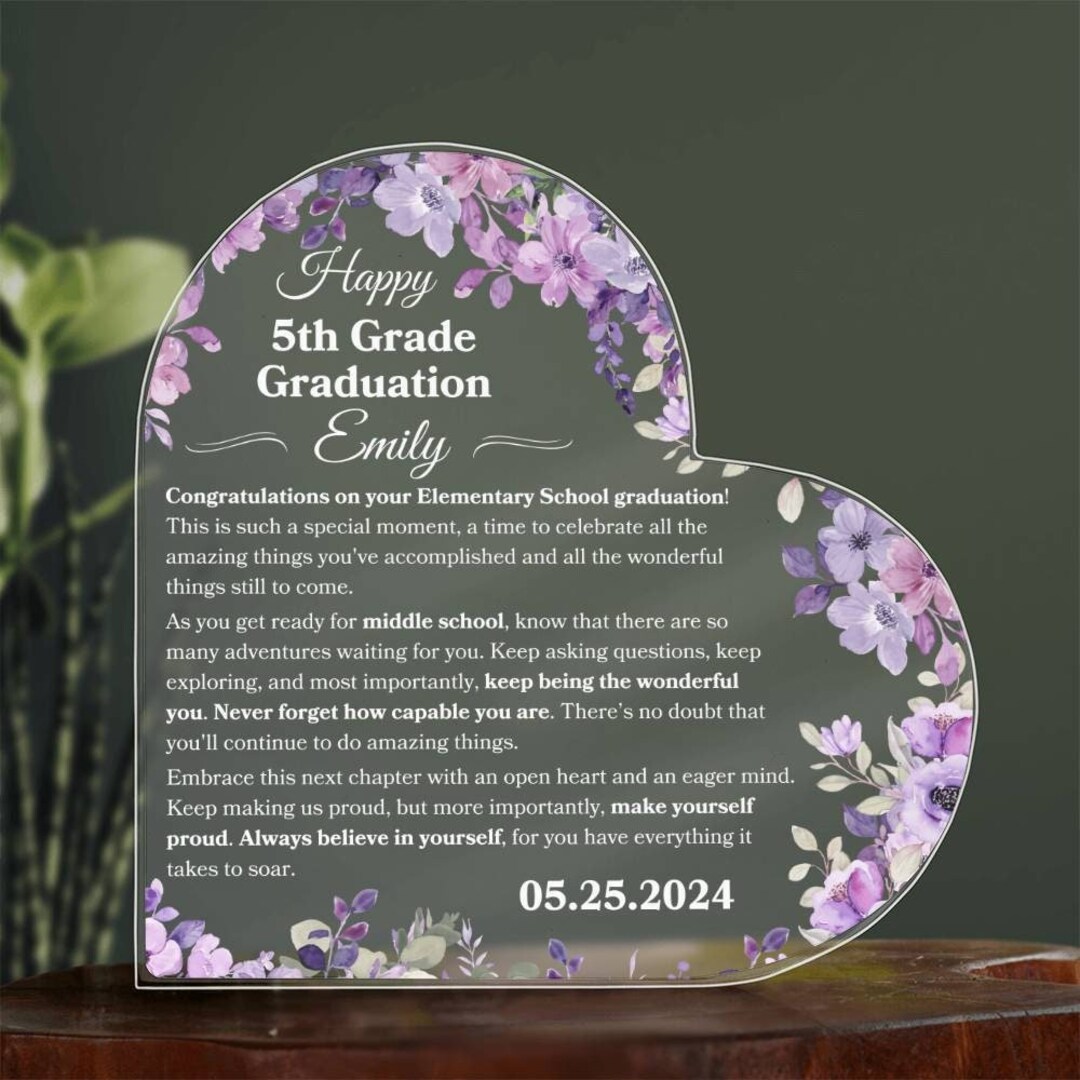 5th Grade Graduation Personalized Plaque Gift for Elementary School ...