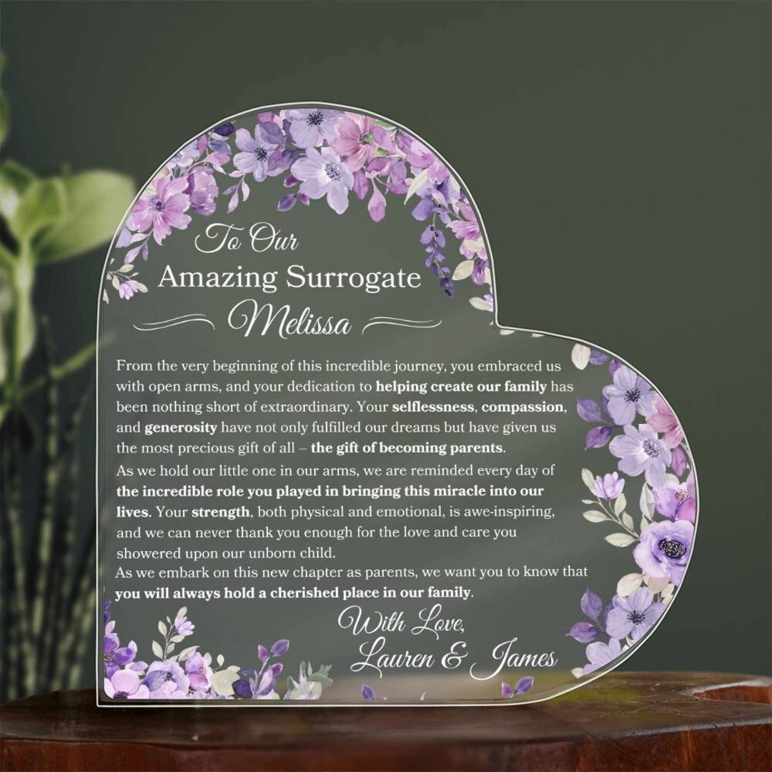 Surrogate Mother Personalized Plaque for Surrogate Thank You Gift for ...