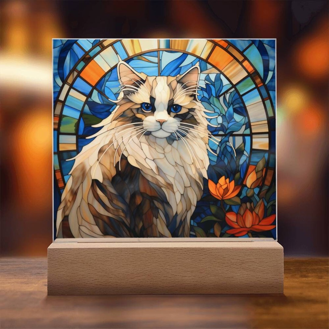 Ragdoll Cat Faux Stained Glass Acrylic Plaque Gift for Cat Mom Gift for ...