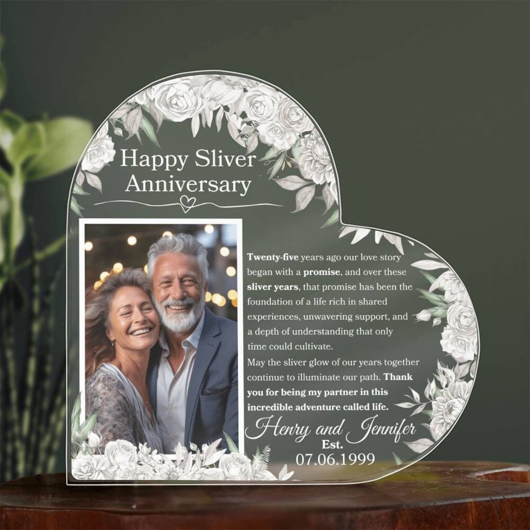 Sliver Anniversary Personalized Plaque for 25th Wedding Anniversary ...