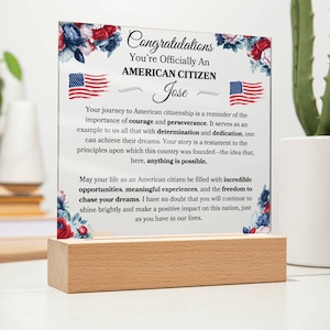 New Citizen Gift for New American Citizen Personalized Plaque for New ...