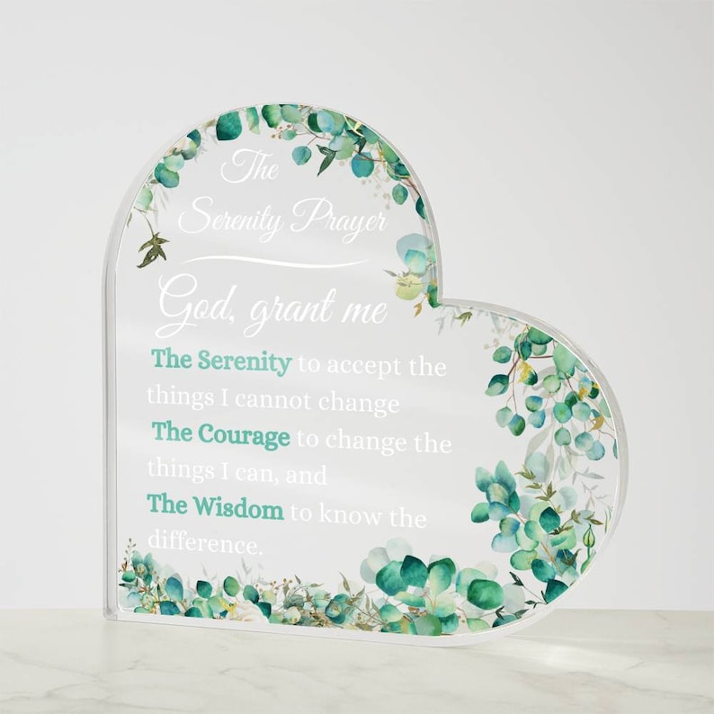 The Serenity Prayer Acrylic Heart Plaque Gift for Christian Decoration ...