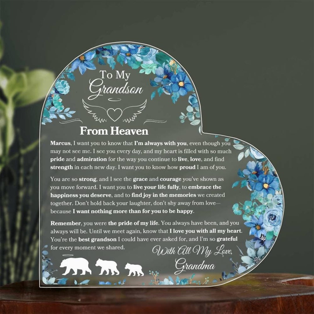 Loss of Grandmother Personalized Plaque Gift for Grandson From Grandma ...