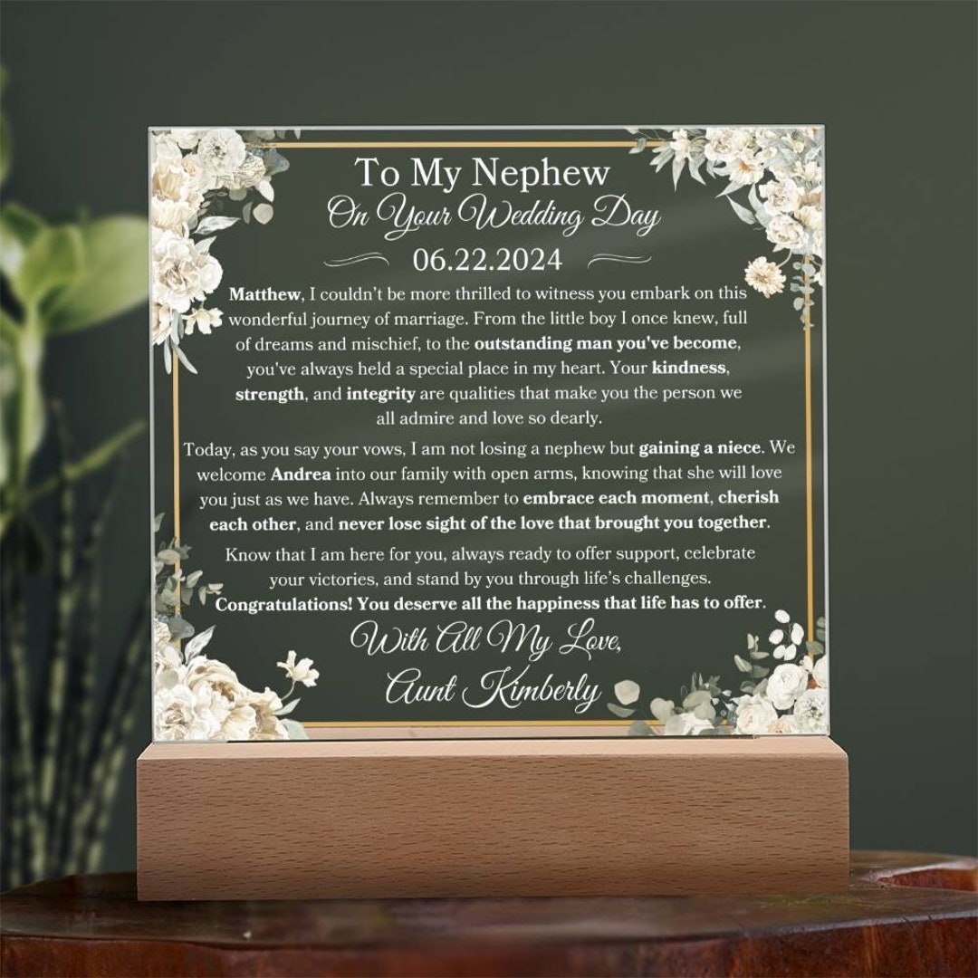 To My Nephew on Your Wedding Day Personalized Plaque Gift for Nephew ...