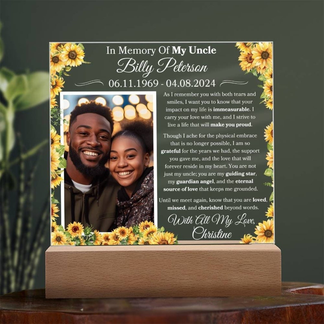 Loss of Uncle Personalized Memorial Plaque Gift for Uncle Remembrance ...