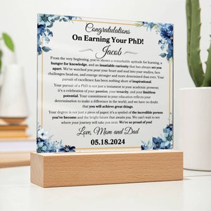 Phd Graduation Personalized Plaque for Phd Graduate Gift for Son ...