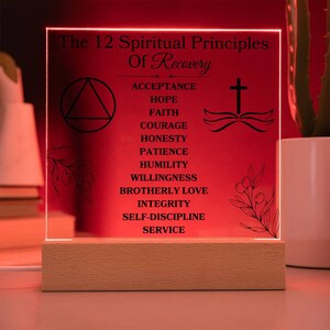The 12 Spiritual Principles of Recovery Plaque Gift for Alcoholics ...