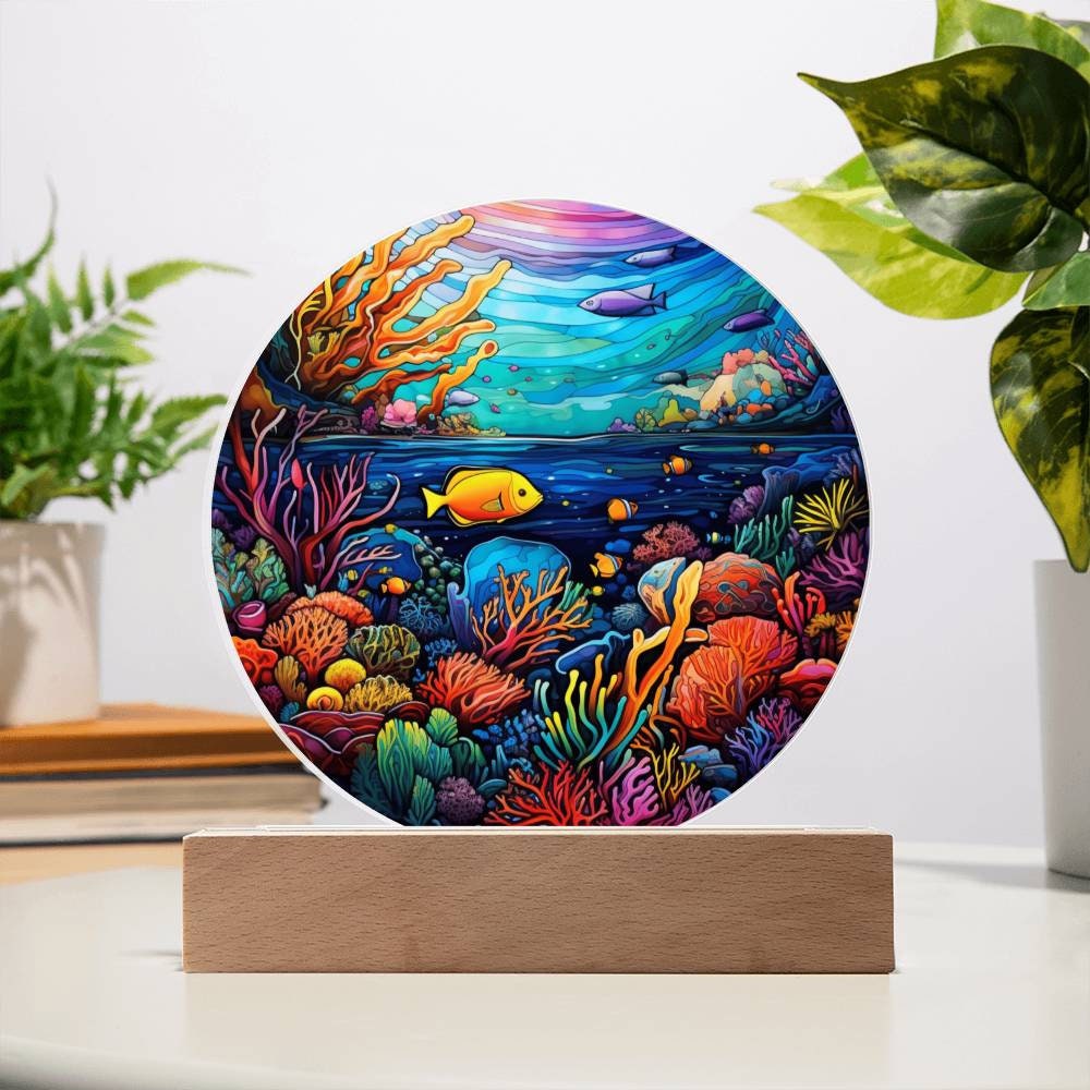The Great Barrier Reef Australia Faux Stained Glass Circle - Etsy