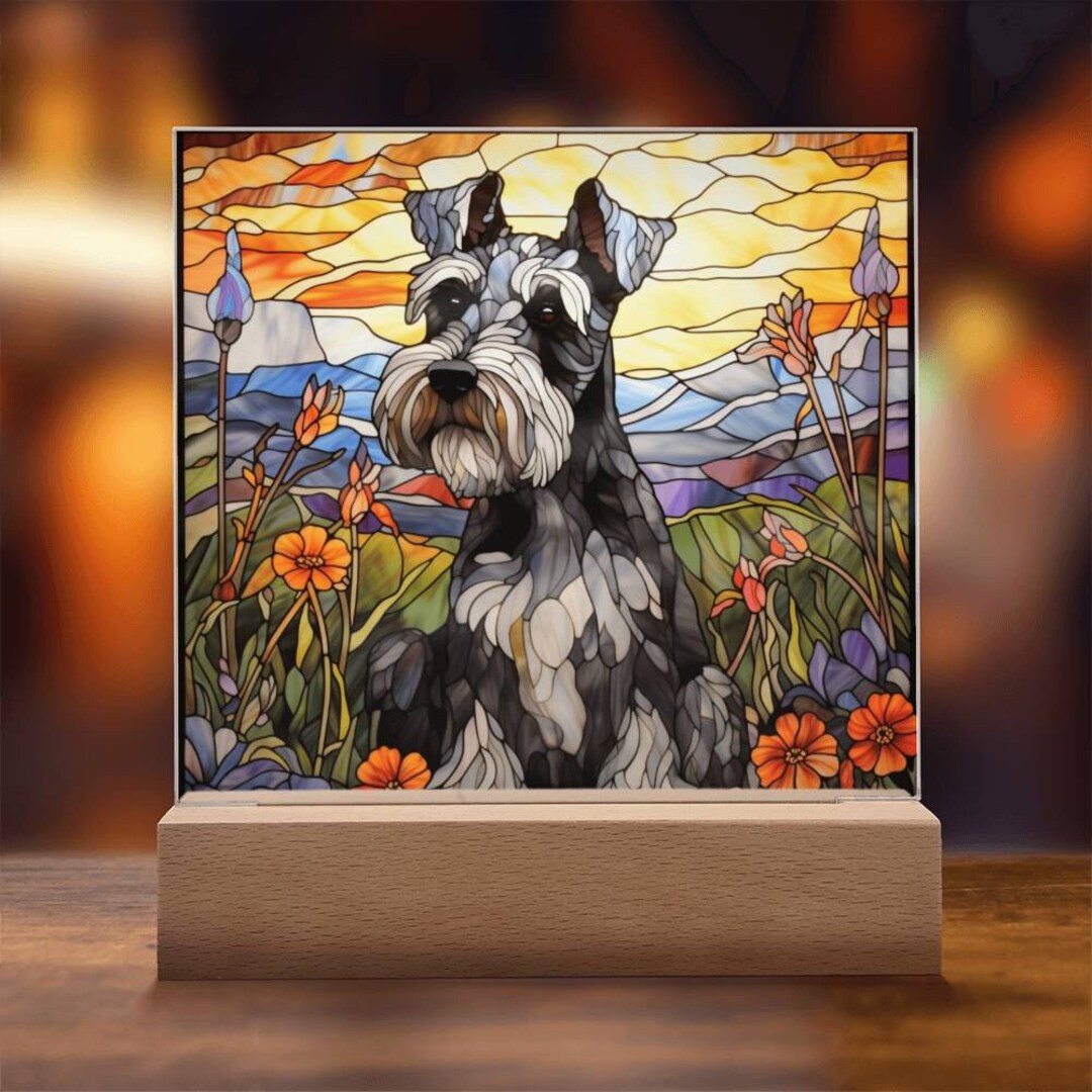 Schnauzer Dog Faux Stained Glass Acrylic Plaque Gift for Dog Mom Gift ...