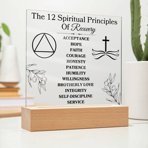 The 12 Spiritual Principles of Recovery Plaque Gift for Alcoholics Anonymous Gift for AA Sponsor ...