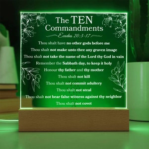 The Ten Commandments Acrylic Plaque for Biblical Verse Gift for ...