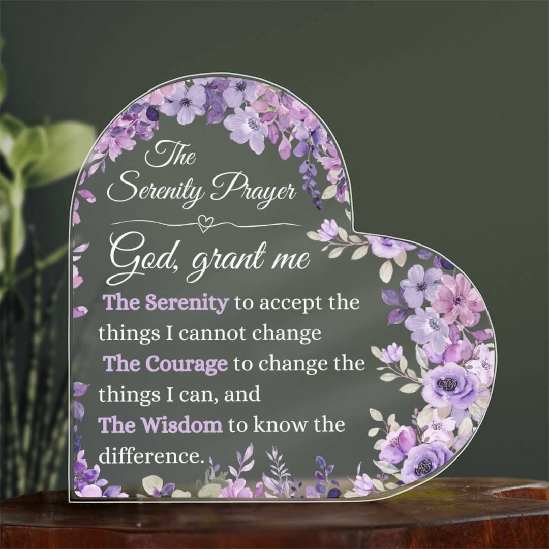 Serenity Prayer Heart Acrylic Plaque Gift for Alcoholics Anonymous Gift ...