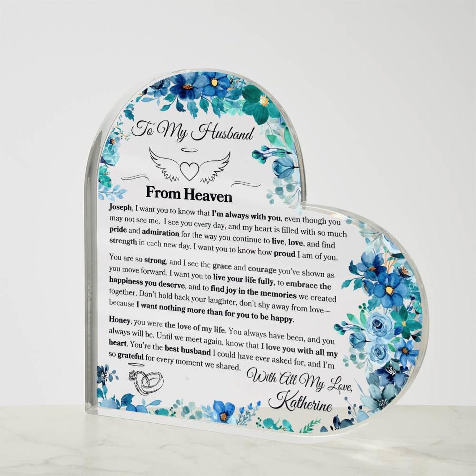 Loss of Wife Personalized Memorial Plaque Gift for Widower for Spouse ...