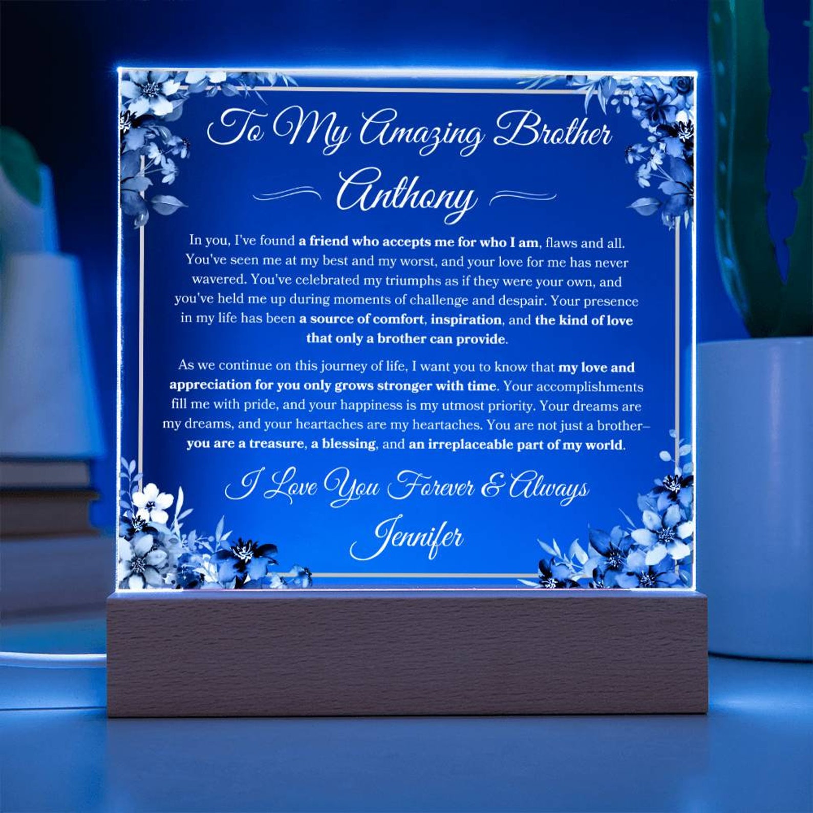 To My Brother Personalized Plaque From Sister to Brother Gift for ...