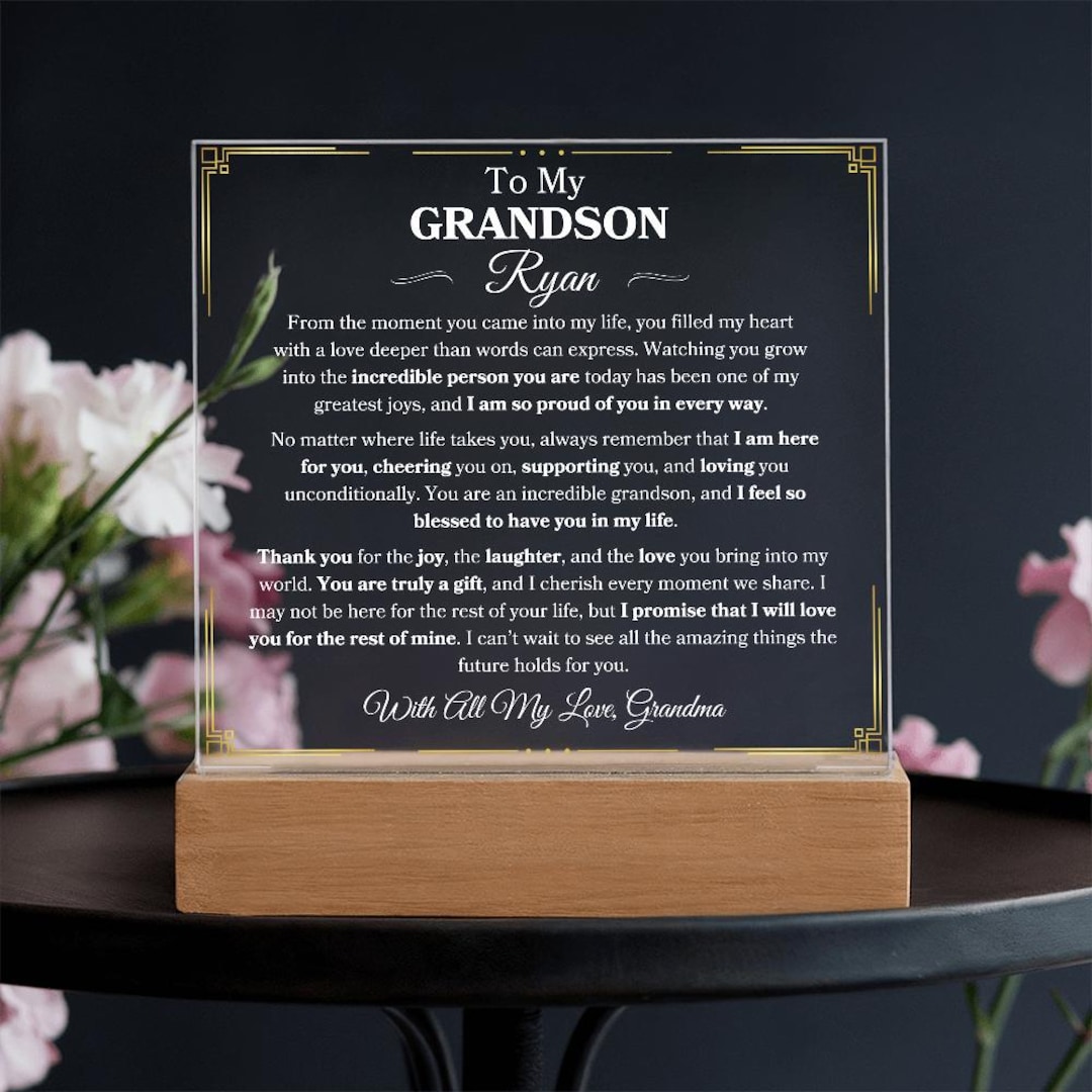 Grandson Personalized Plaque Gift for Grandson Birthday Present From ...
