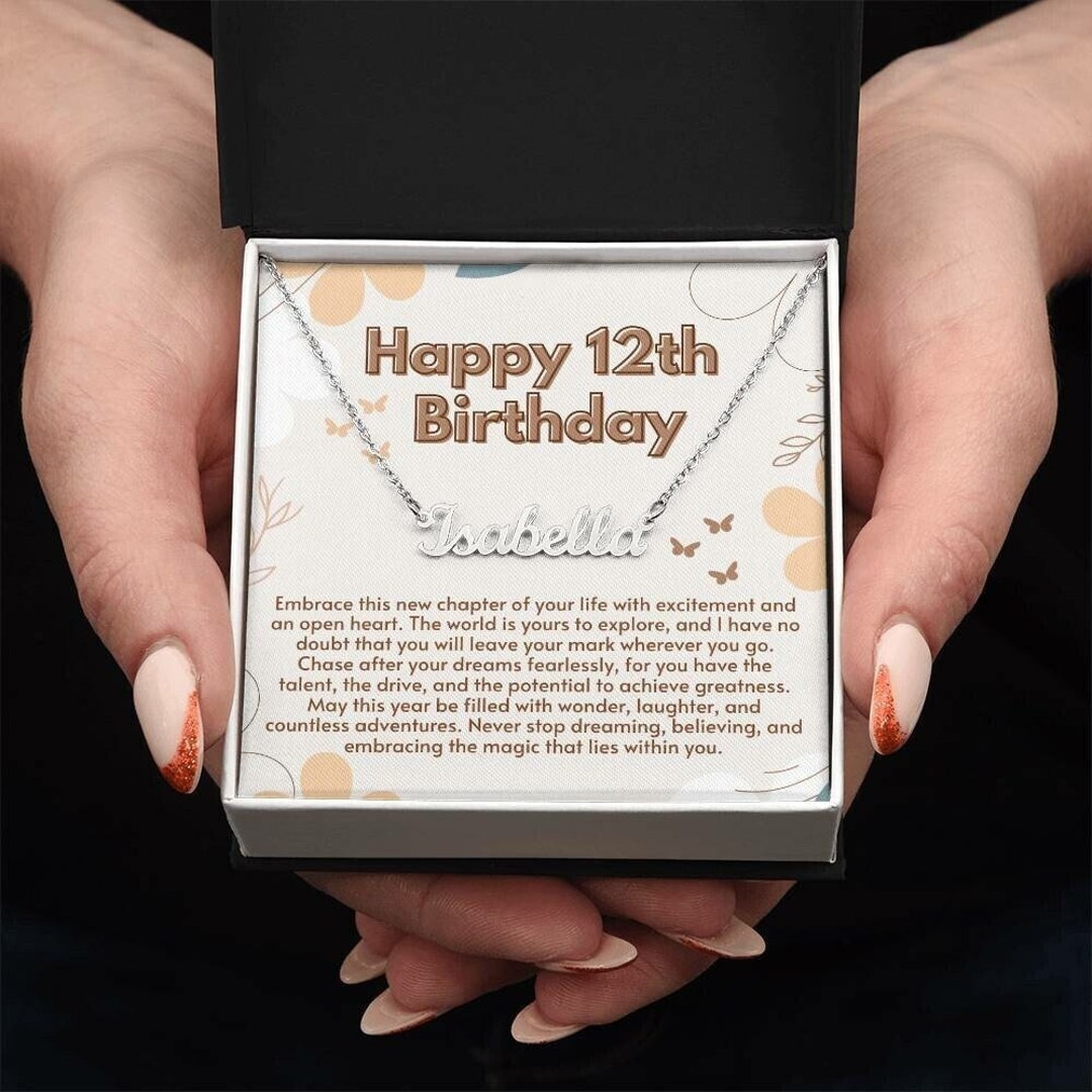 Happy 12th Birthday Personalized Name Necklace for 12th Birthday Gift ...