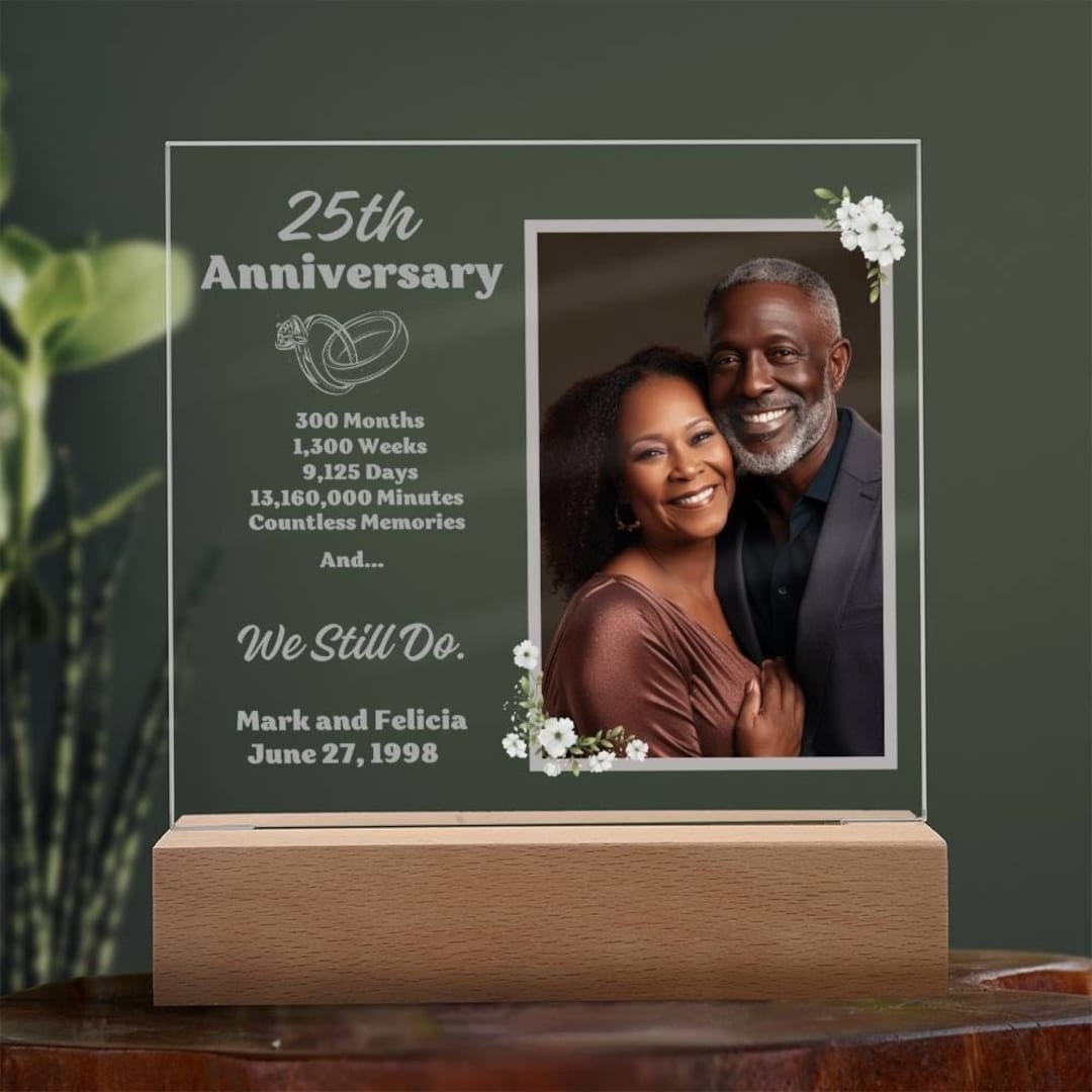 25th Wedding Anniversary Gift Personalized Acrylic Plaque for 25 Year ...