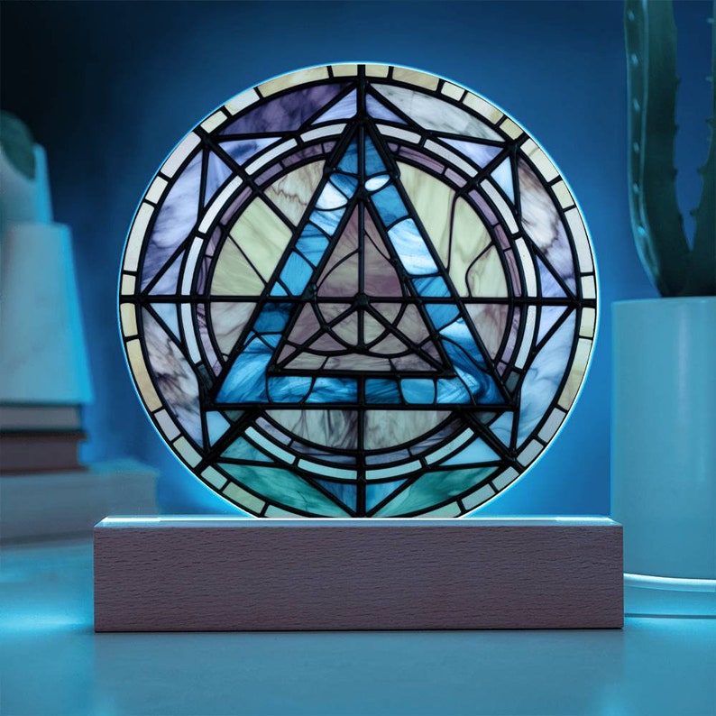 Alcoholics Anonymous Symbol Faux Stained Glass LED Circle Plaque Gift ...