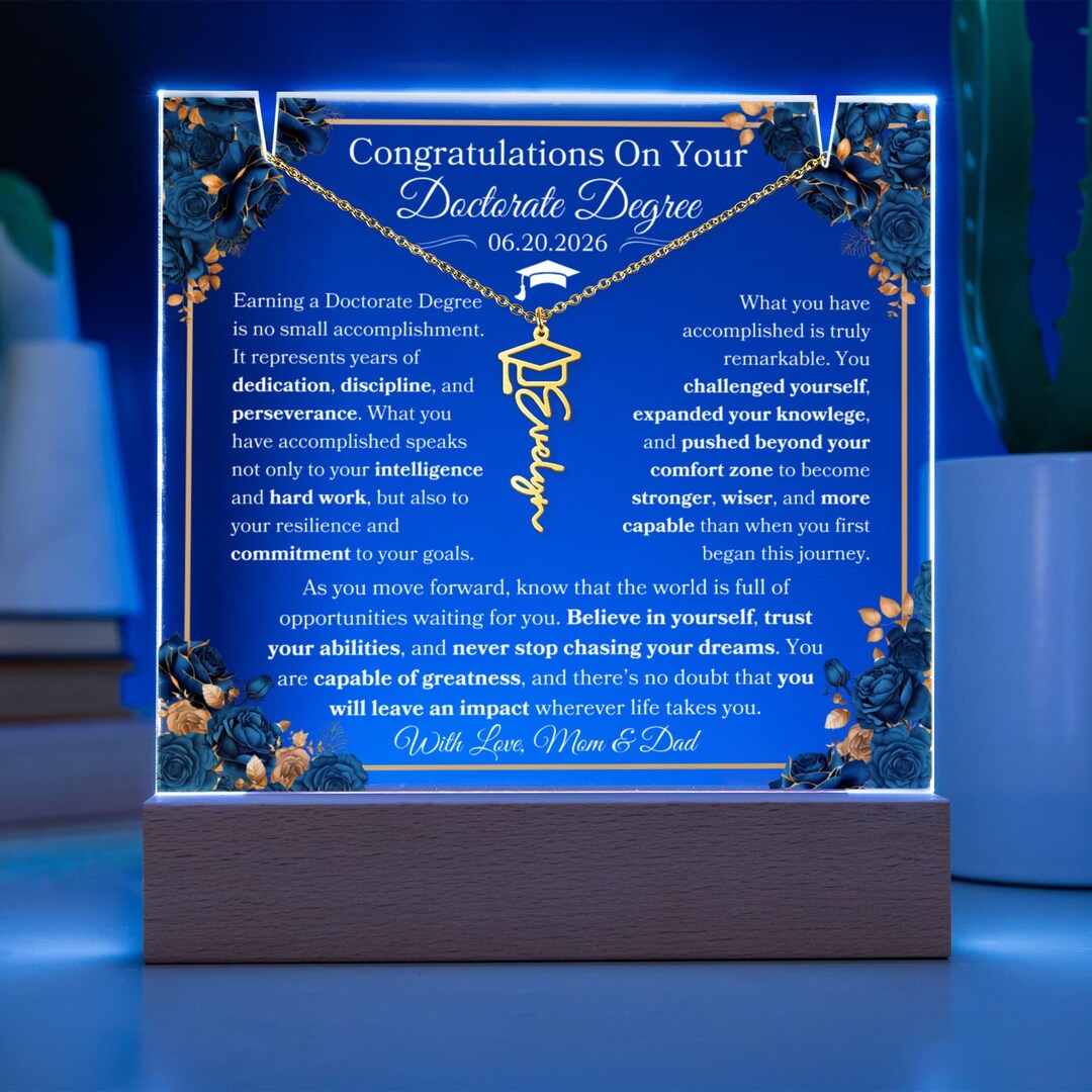 Doctorate Degree Personalized Plaque, Custom Name Jewelry, Gift for ...
