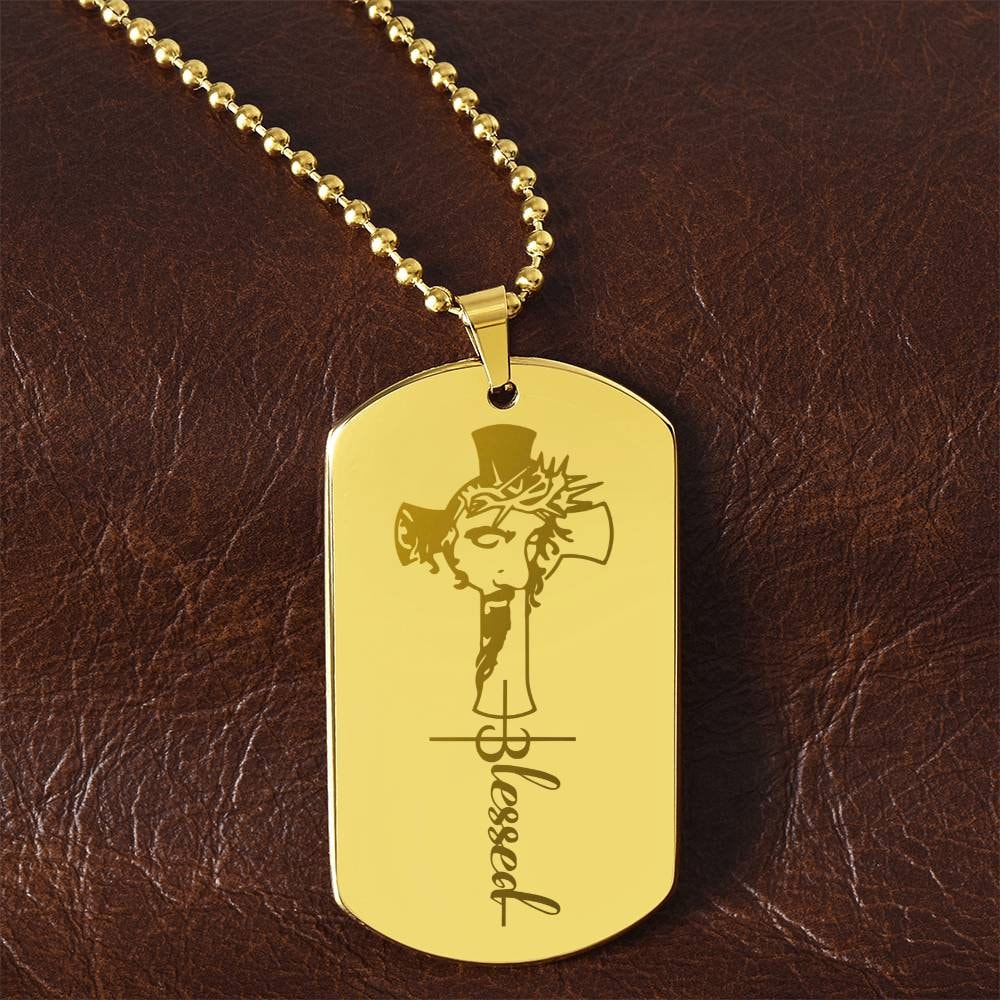 Jesus Christ Crucifix Cross Personalized Engraved Dog Tag - Etsy