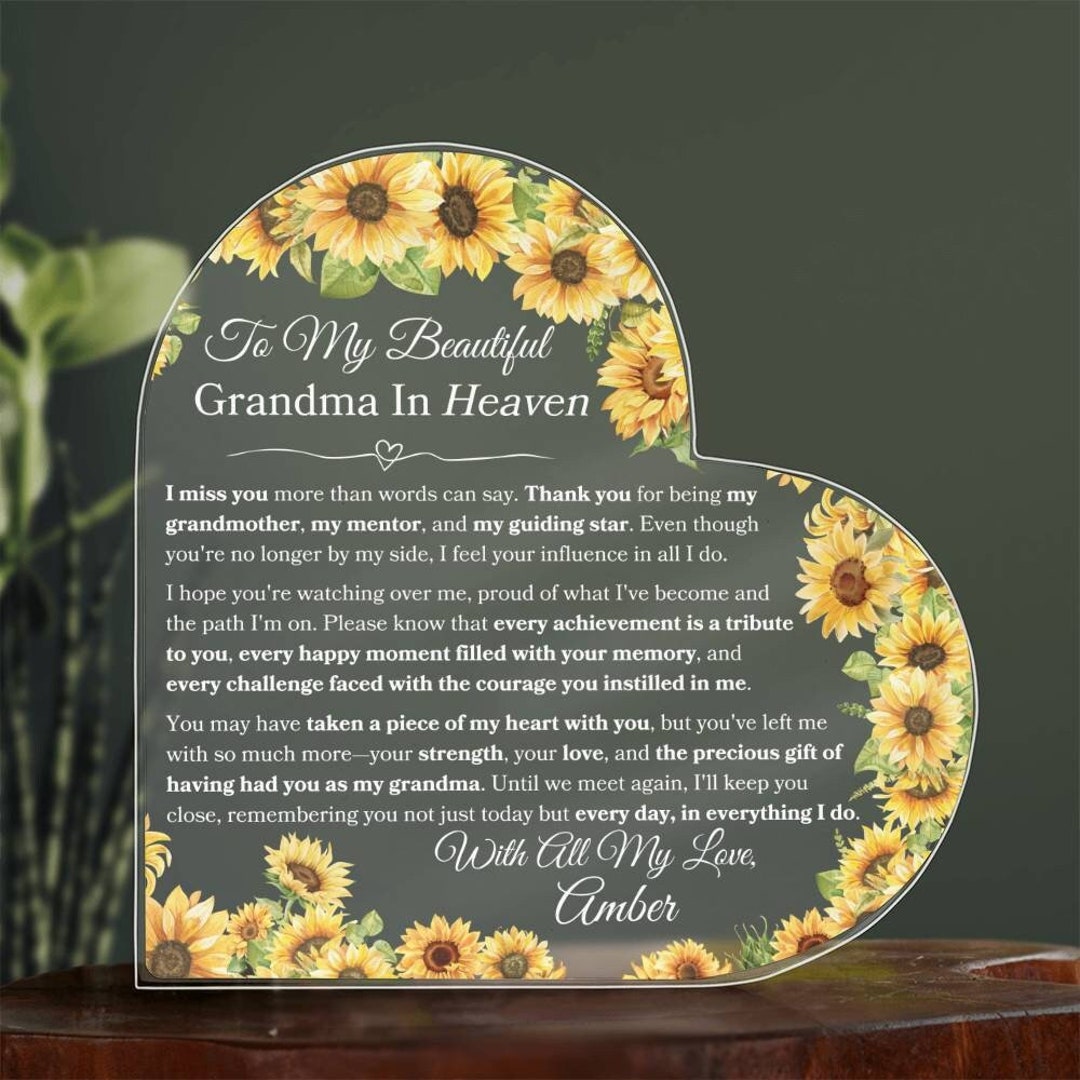 Grandma in Heaven Personalized Memorial Plaque for Grandmother Memory ...