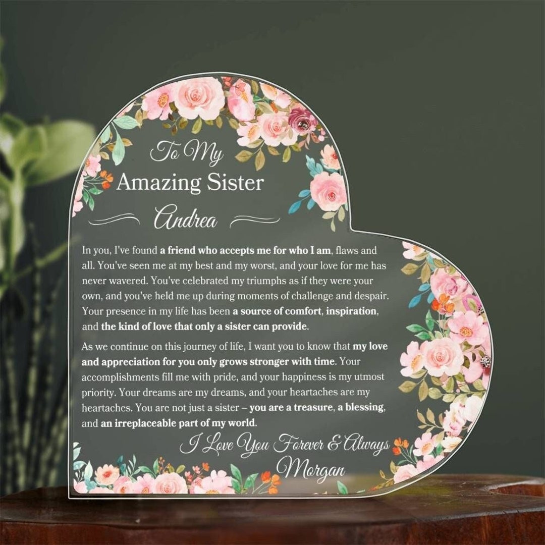 To My Sister Personalized Heart Plaque for Sister Birthday Gift From ...