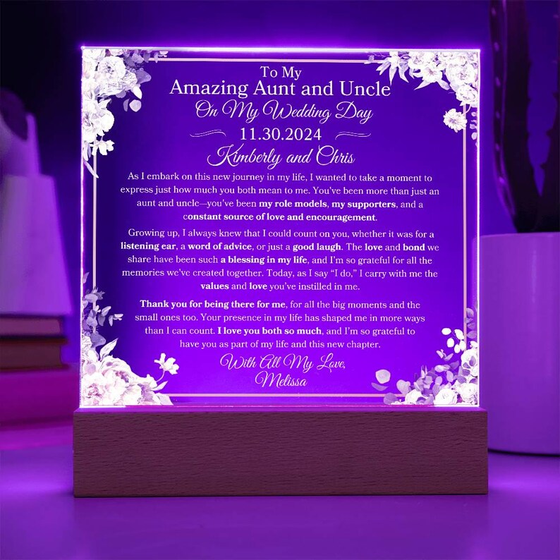 To My Aunt and Uncle on My Wedding Day Gift From the Bride to Bride's ...