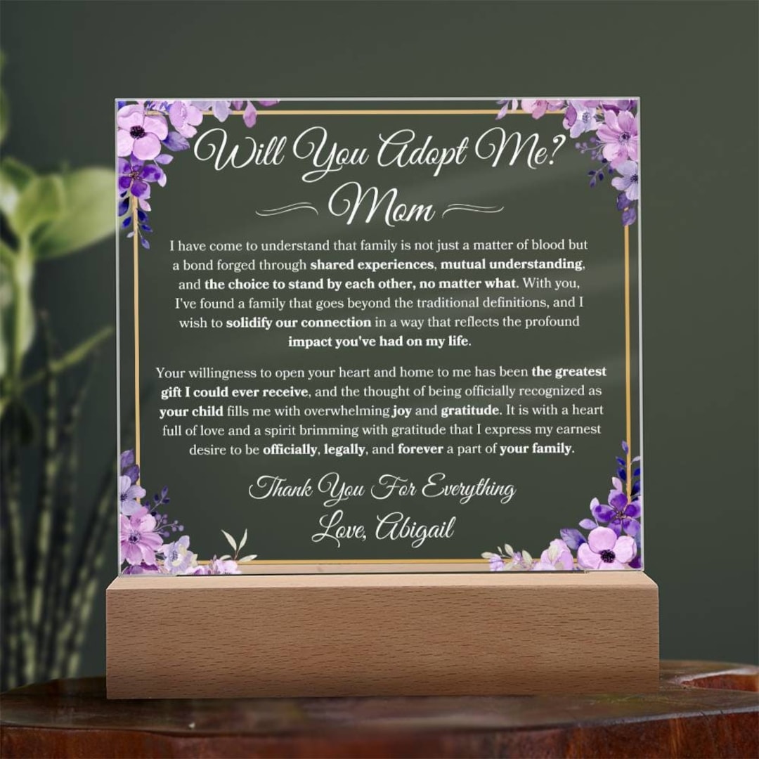Adoption Proposal Personalized Plaque for Adoptive Mother Gift for Step ...