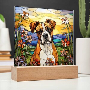Boxer Dog Faux Stained Glass Acrylic Plaque Decoration for Dog Person ...