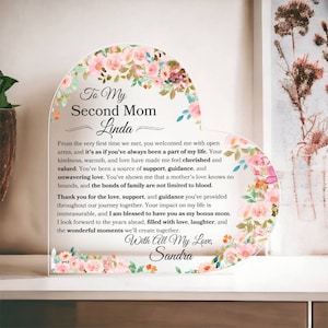 To My Second Mom Personalized Plaque Gift for Bonus Mom Gift for Mother ...