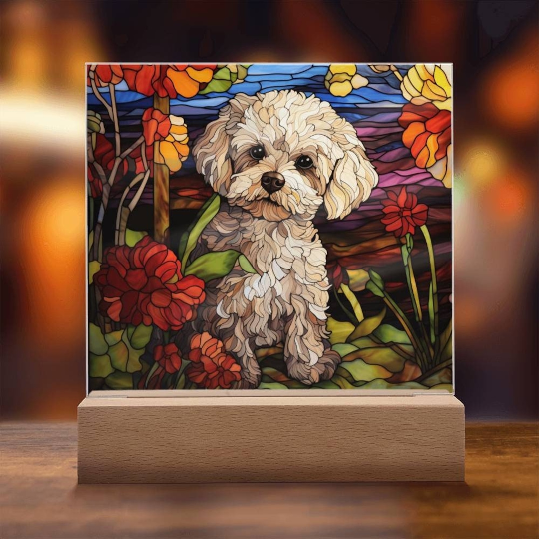 Maltipoo Dog Faux Stained Glass Acrylic Plaque Gift for Dog Mom Gifts ...