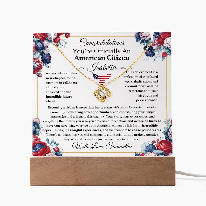New American Citizen Personalized Plaque/necklace Gift for American ...