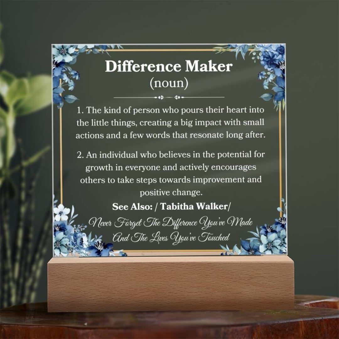 Difference Maker Noun Definition Personalized Plaque for Retirement ...