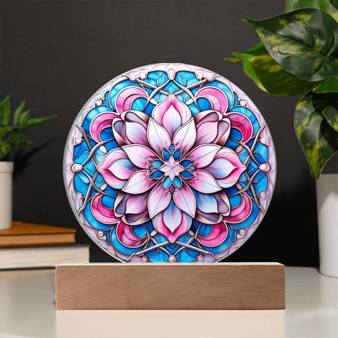 Transgender Floral Mandala Faux Stained Glass Acrylic Plaque Gift for ...