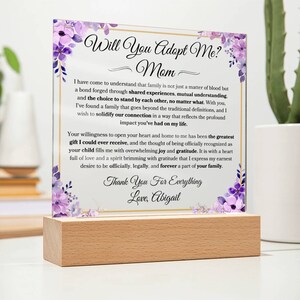 Adoption Proposal Personalized Plaque for Adoptive Mother Gift for Step ...