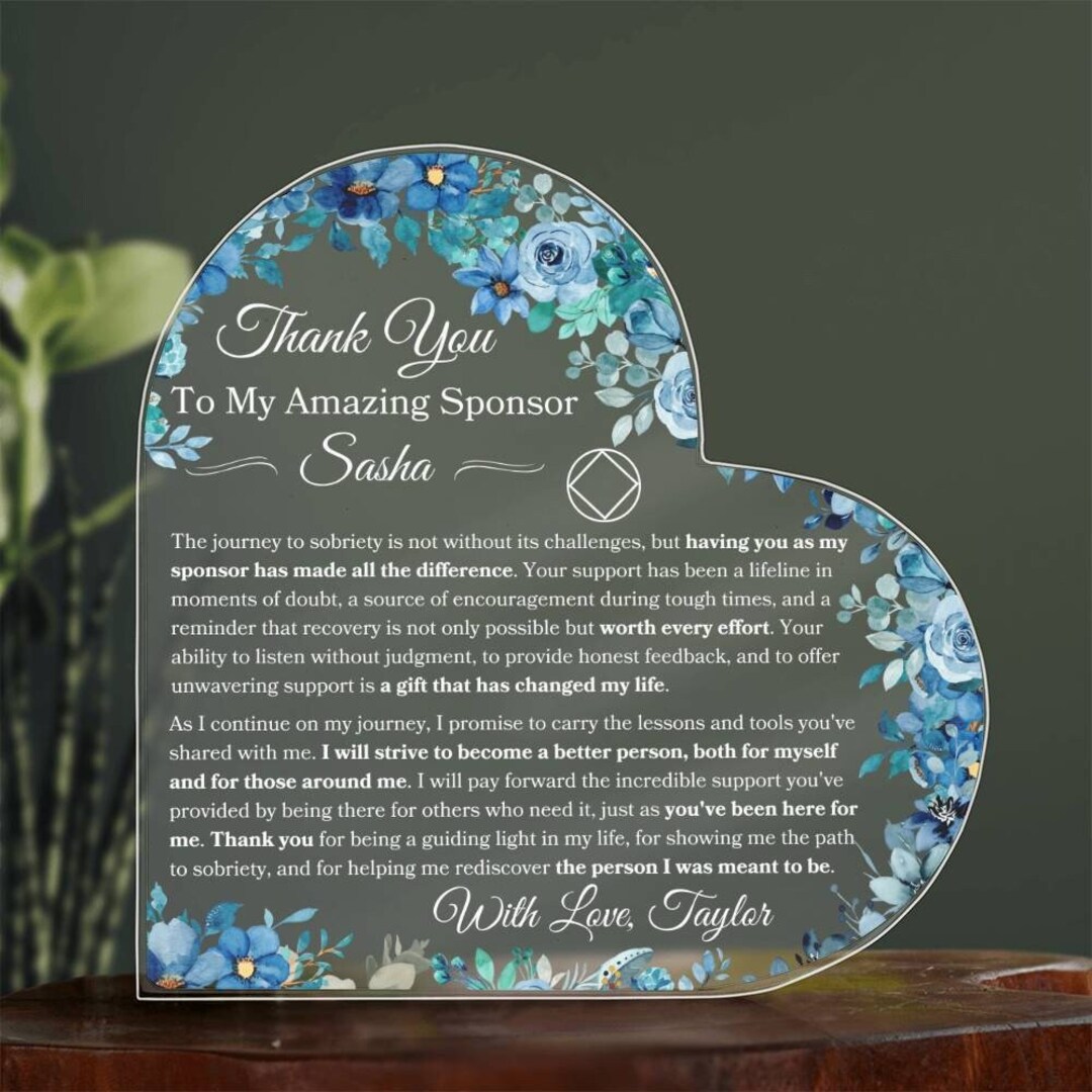 Narcotics Anonymous Sponsor Personalized Plaque Gift for NA Sponsor ...