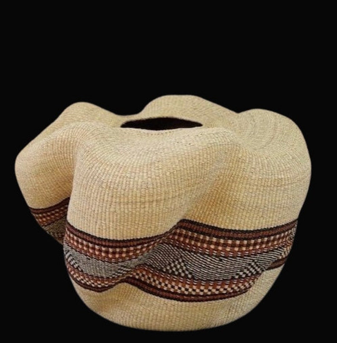 Wavy Bolga Art Basket Woven Straw Art Basket Fairtrade Basket Basabasa ...