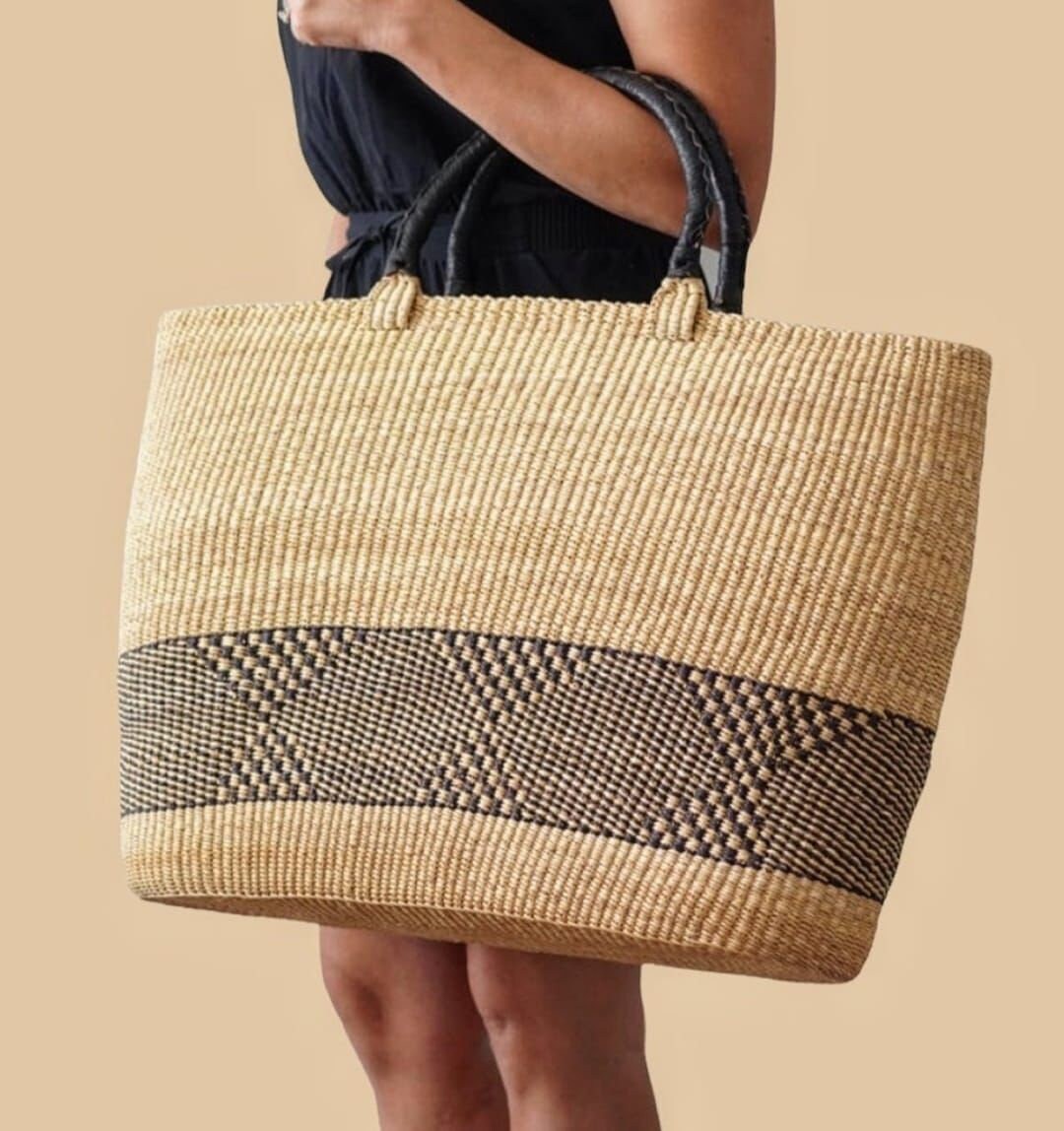 Big Straw Tote Bag Large Shopping Basket Bolga U-shopper Basket ...