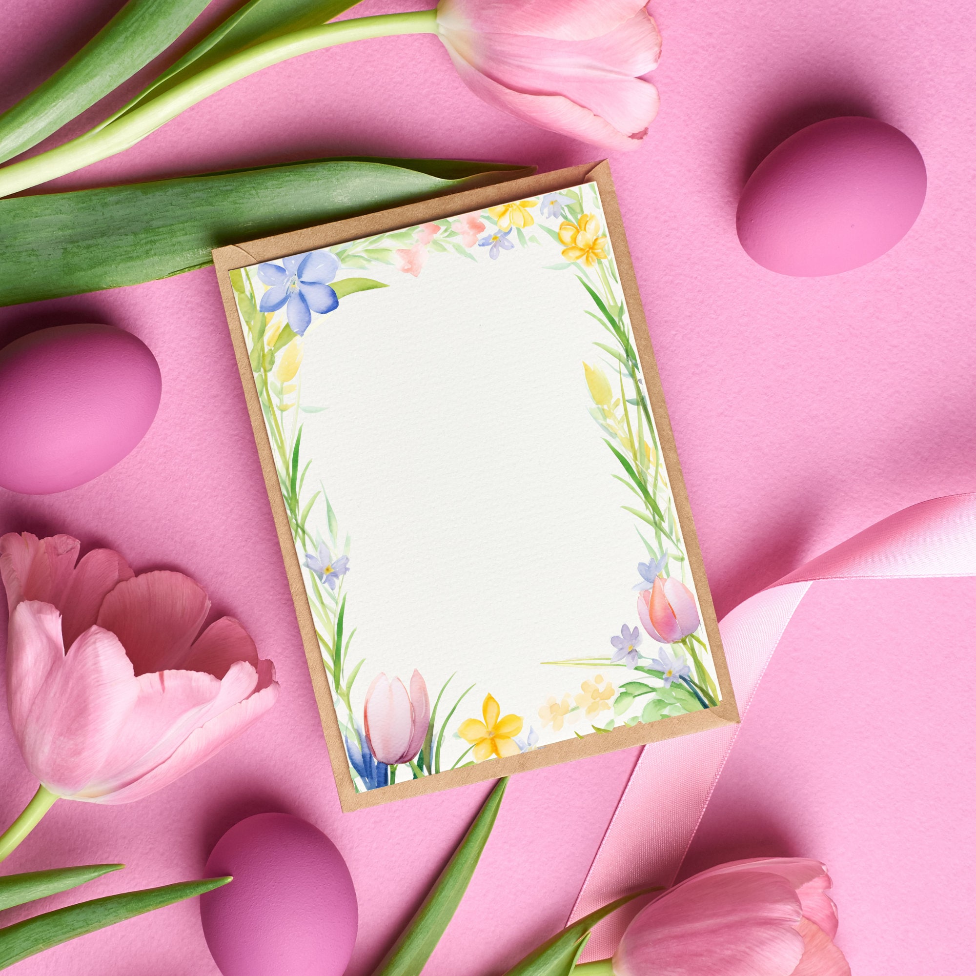 13 PNG Watercolor Spring Flowers Frame Clipart Easter Day Invitation ...