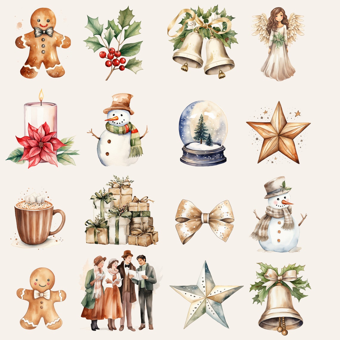 54 PNG Christmas Clipart Bundle, Christmas Clipart PNG, Christmas ...