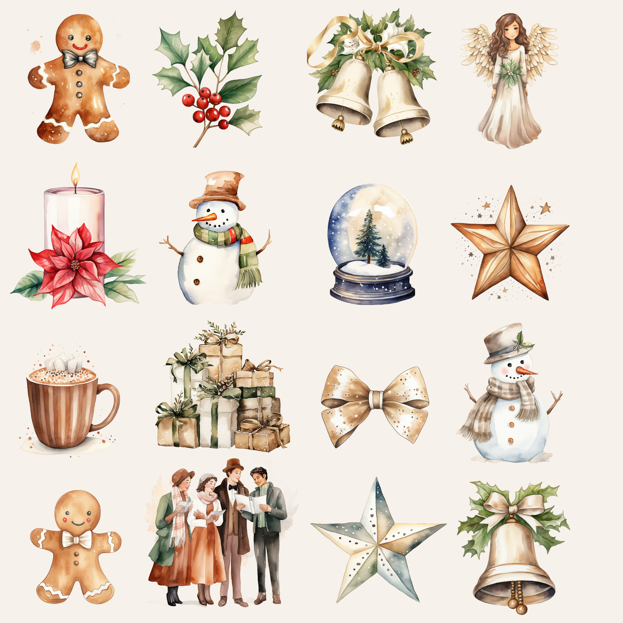 54 PNG Christmas Clipart Bundle, Christmas Clipart PNG, Christmas ...