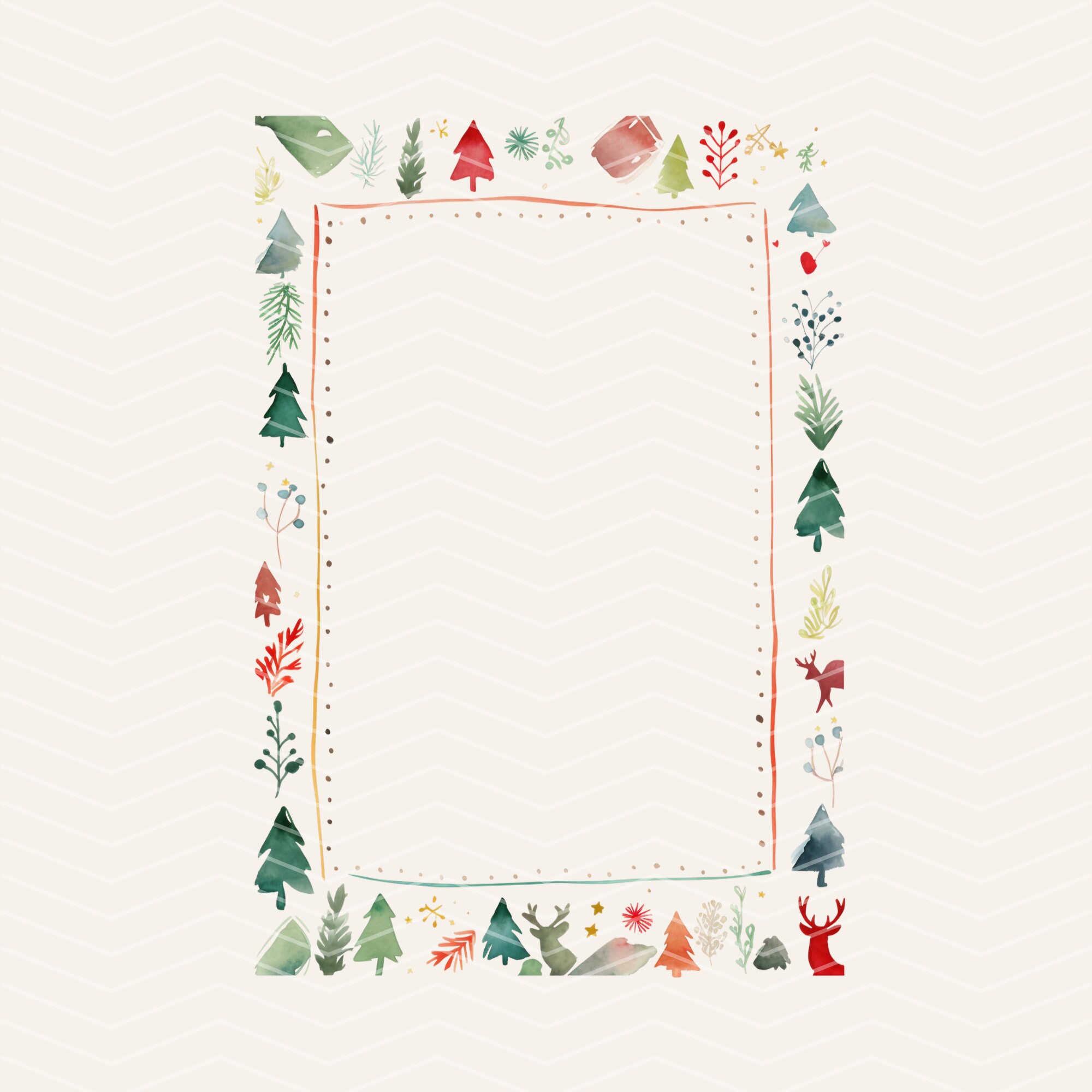 5 PNG Minimalistic Nordic Watercolor Christmas Frame, Christmas Border ...