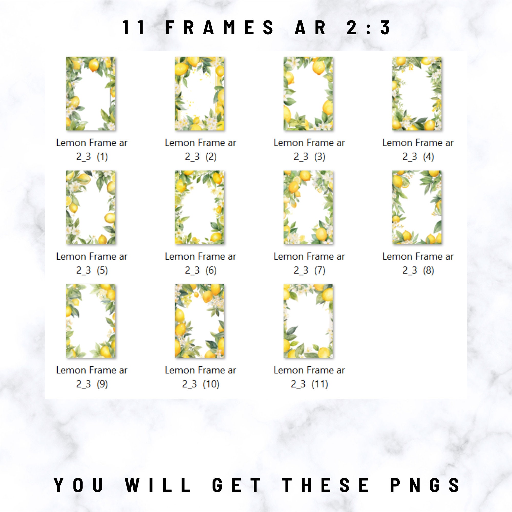 Watercolor Lemon Frames Png Lemon Clipart Bundle Watercolor Lemons ...