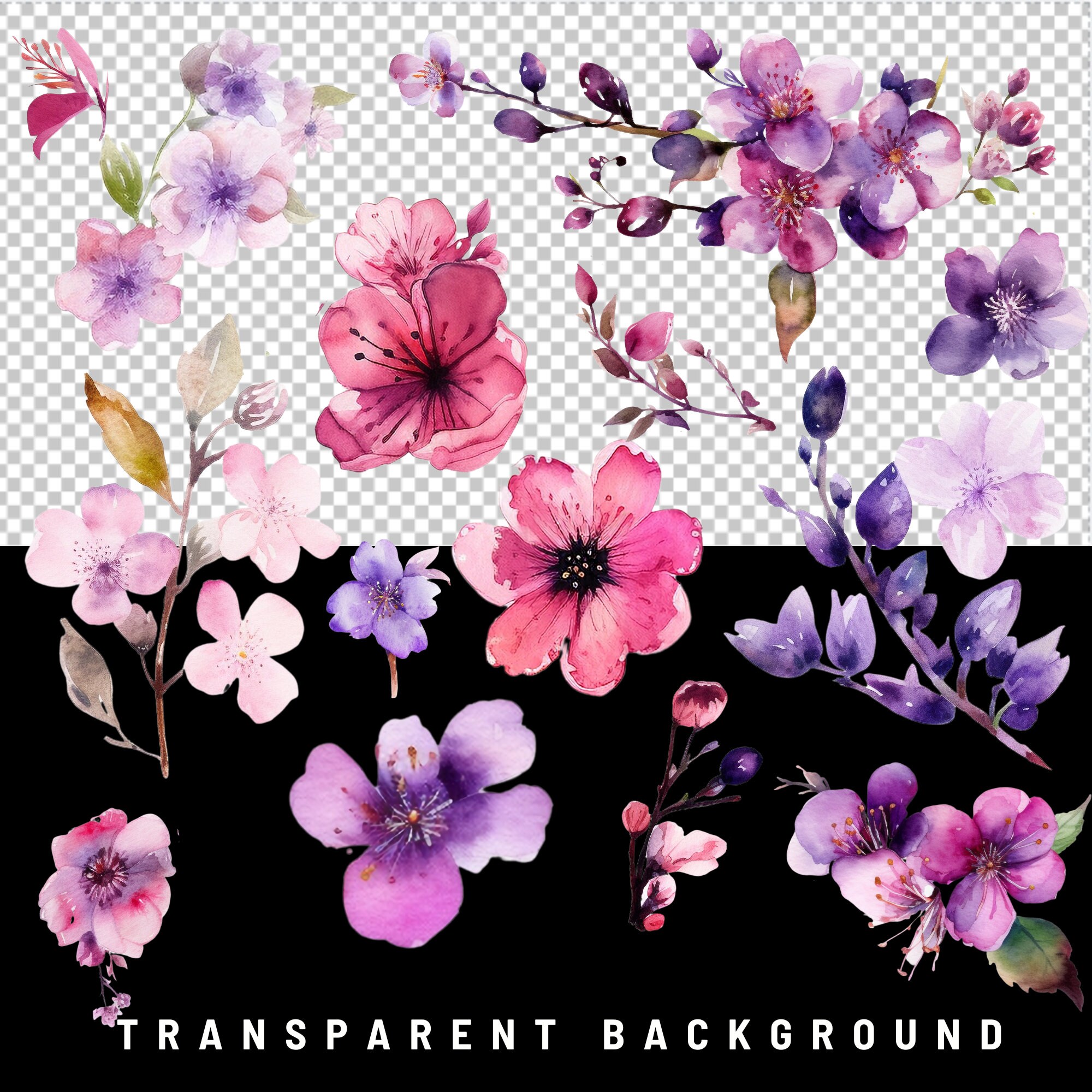 Cherry Blossom Clipart Watercolor Clipart Bundle High - Etsy